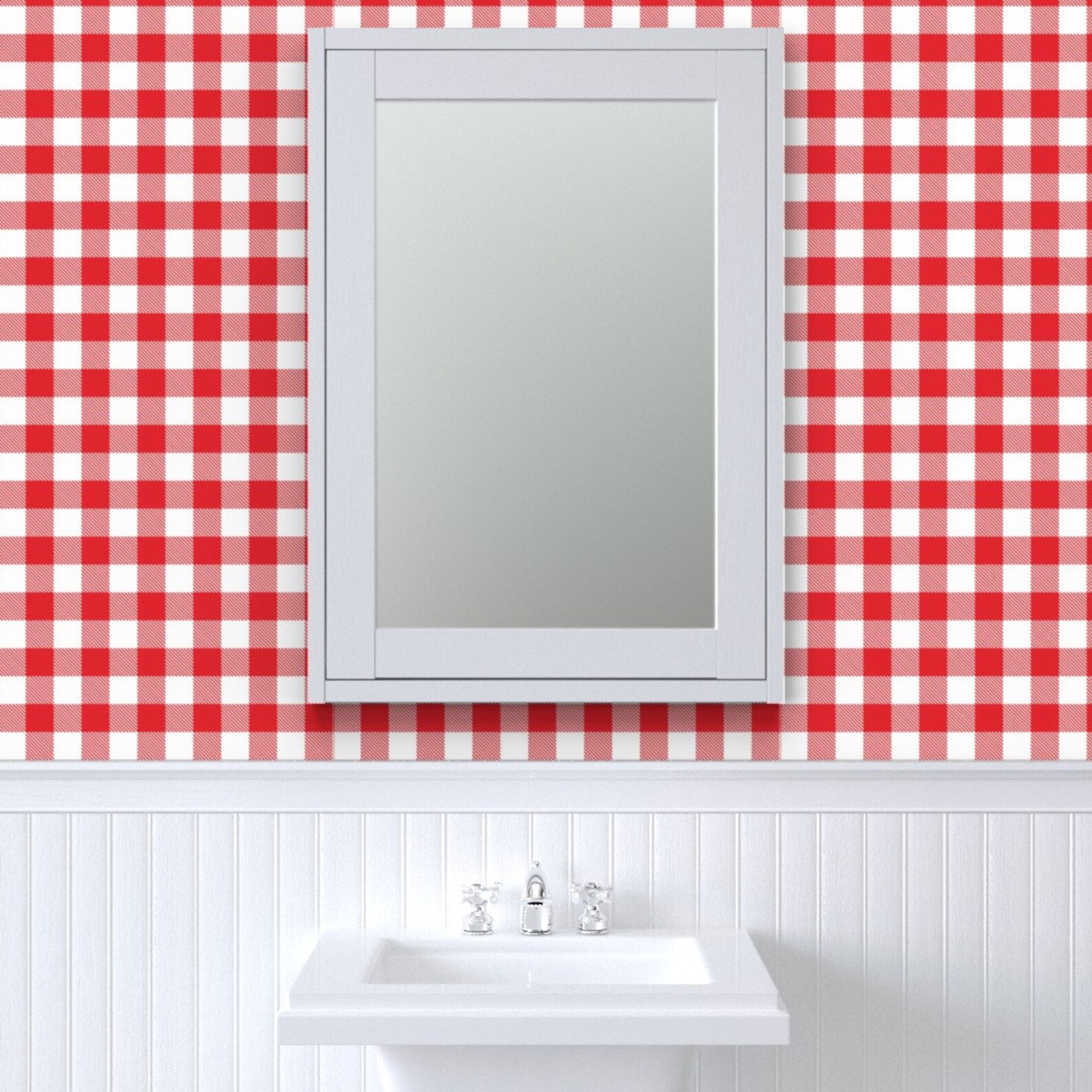 Modern Gingham Wallpaper Gingham Red One by Juliesfabrics - Etsy