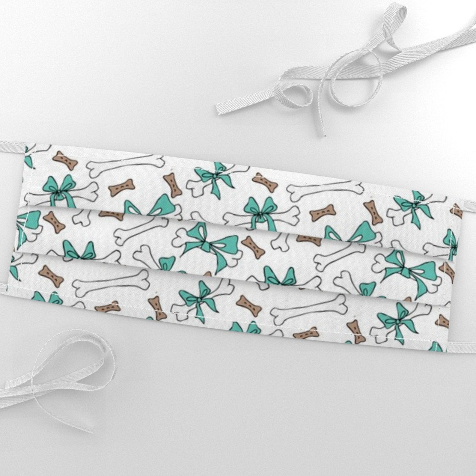 Christmas Fabric Dog Bones White Turquoise by - Etsy