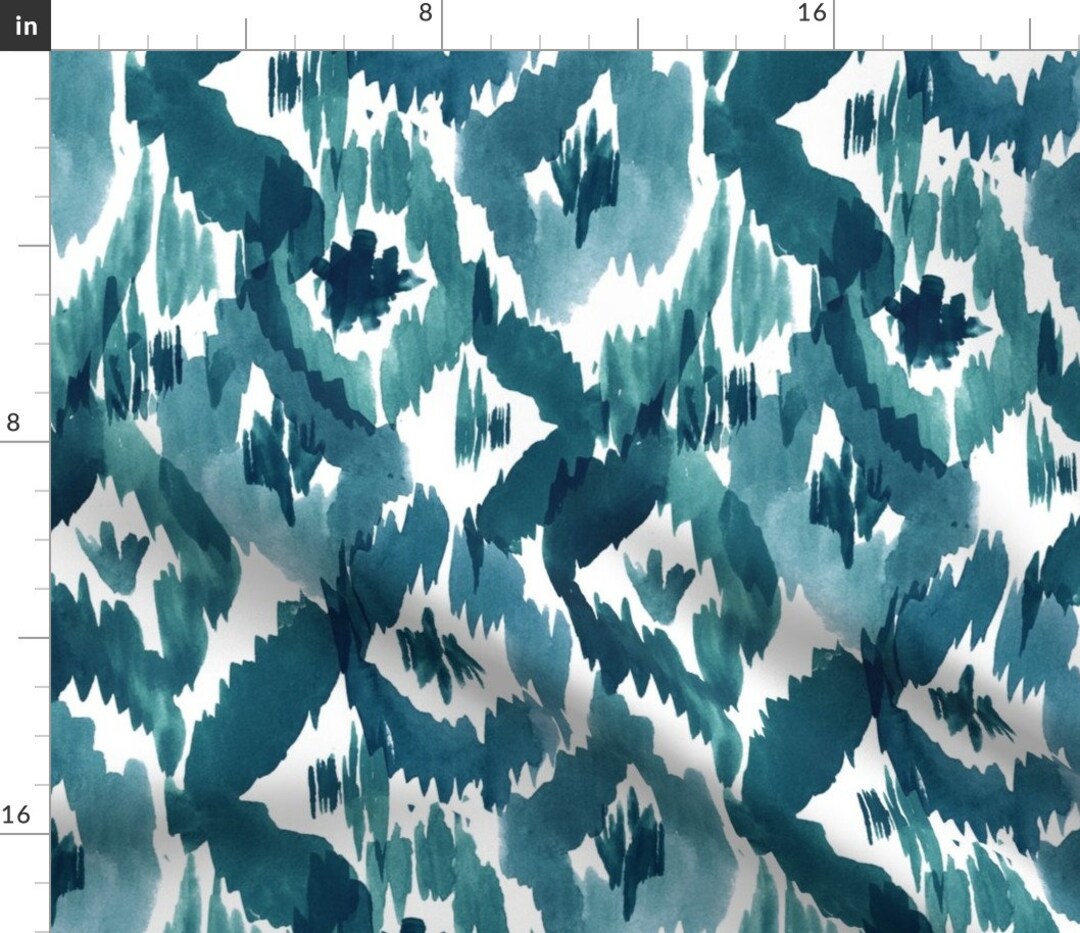 Abstract Blue Ikat Fabric Teal Blue Ikat Diamonds 300 by Crystal Walen ...