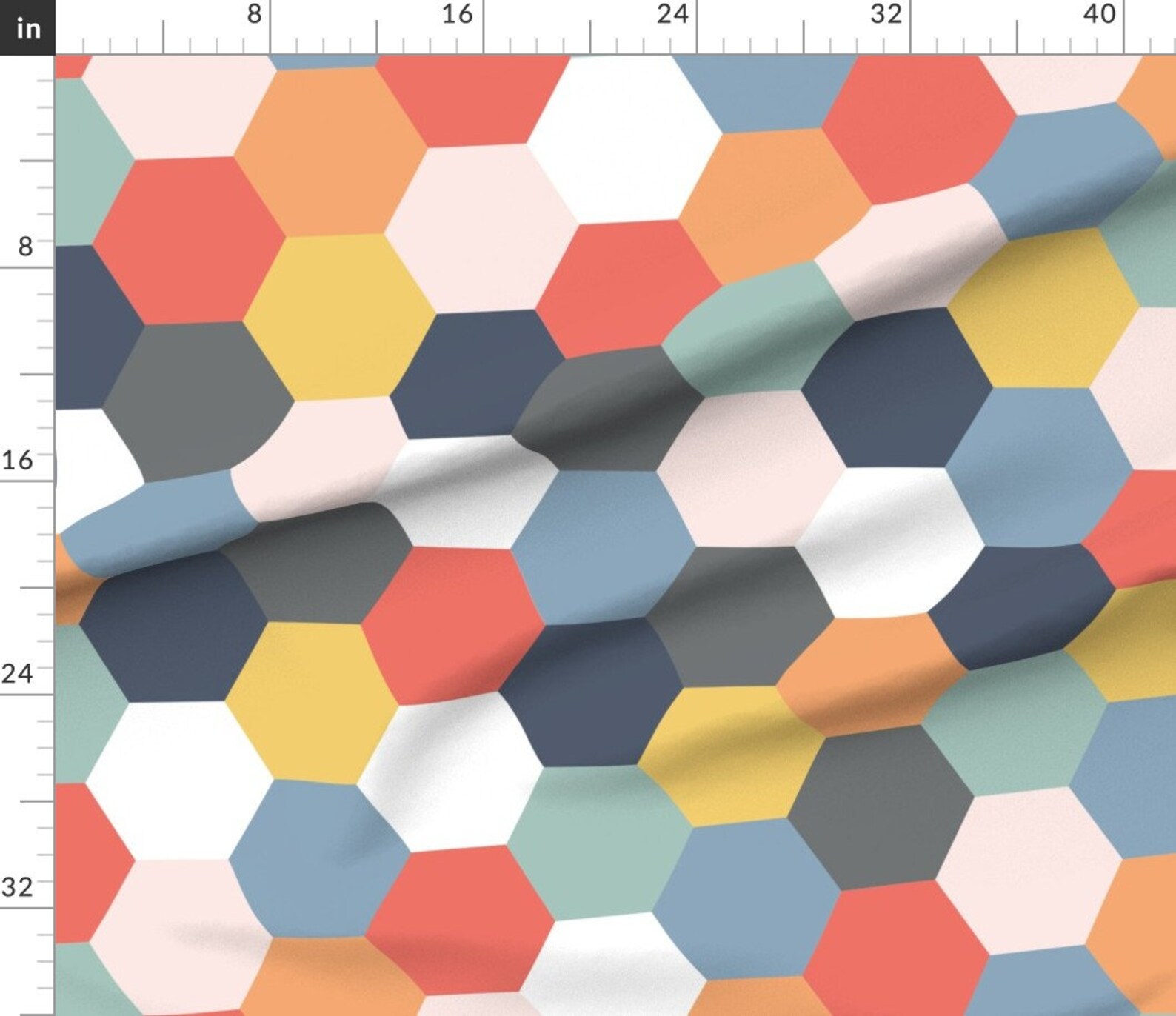 Colorful Hexagons Fabric Hexagons Wholecloth By StitchPress | Etsy