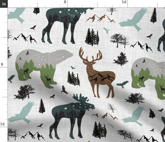 Woodland Forest Creatures Fabric Forest Animals by Karolina - Etsy