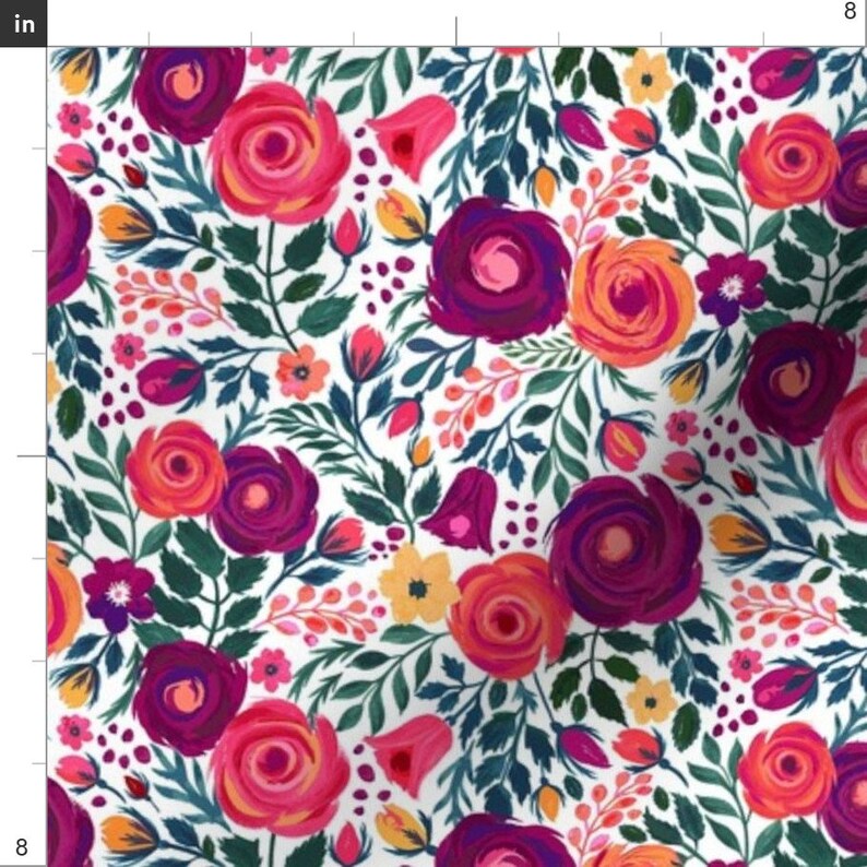 Tiny Pink Rose Floral Fabric Ditsy Roses Small by Jill O - Etsy
