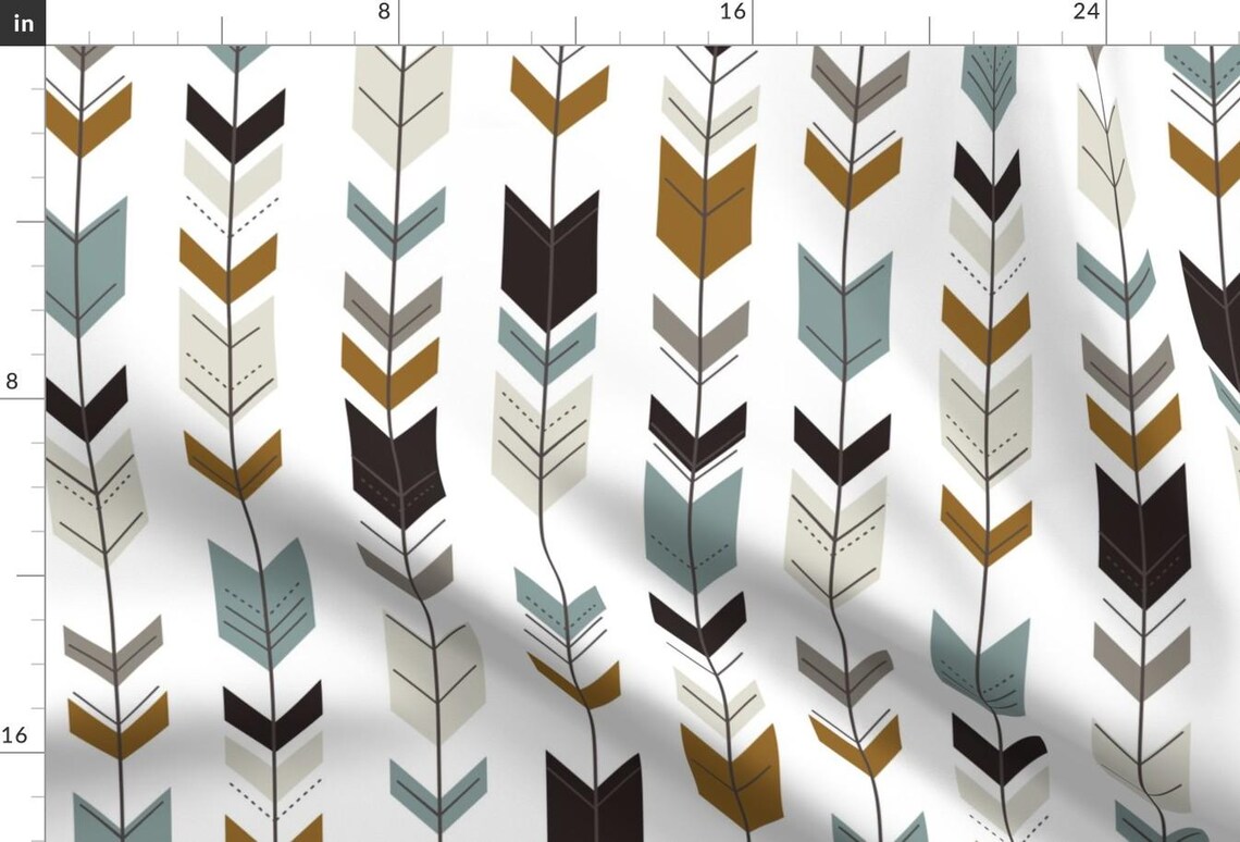 Fletching Arrows Fabric - Fletching Arrows // on White by Little Arrow ...