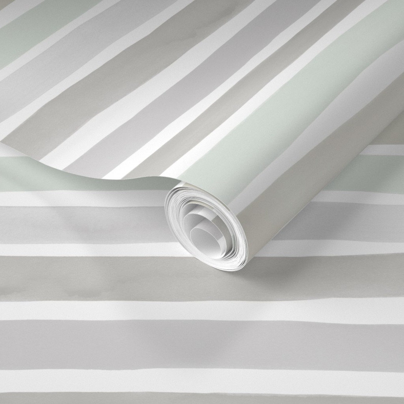 Horizontal Stripe Wallpaper Gray Hues Watercolor Stripes by - Etsy