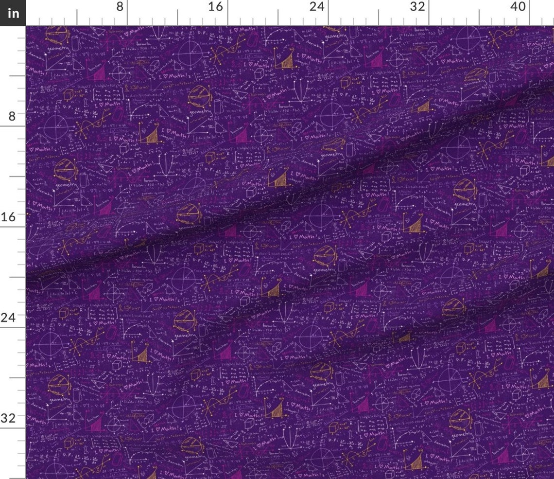 Math Fabric Math Lessons Purple By Robyriker Math | Etsy