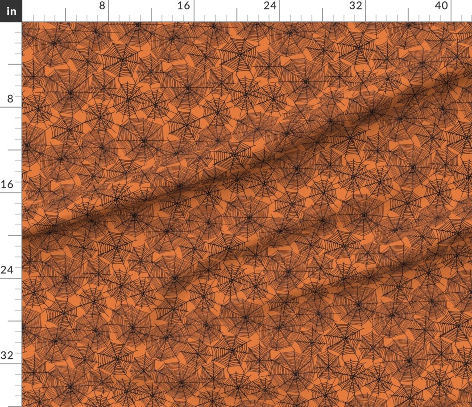 Spider Web // Webs Spiders Cute Scary Orange and Black Halloween Fabric ...