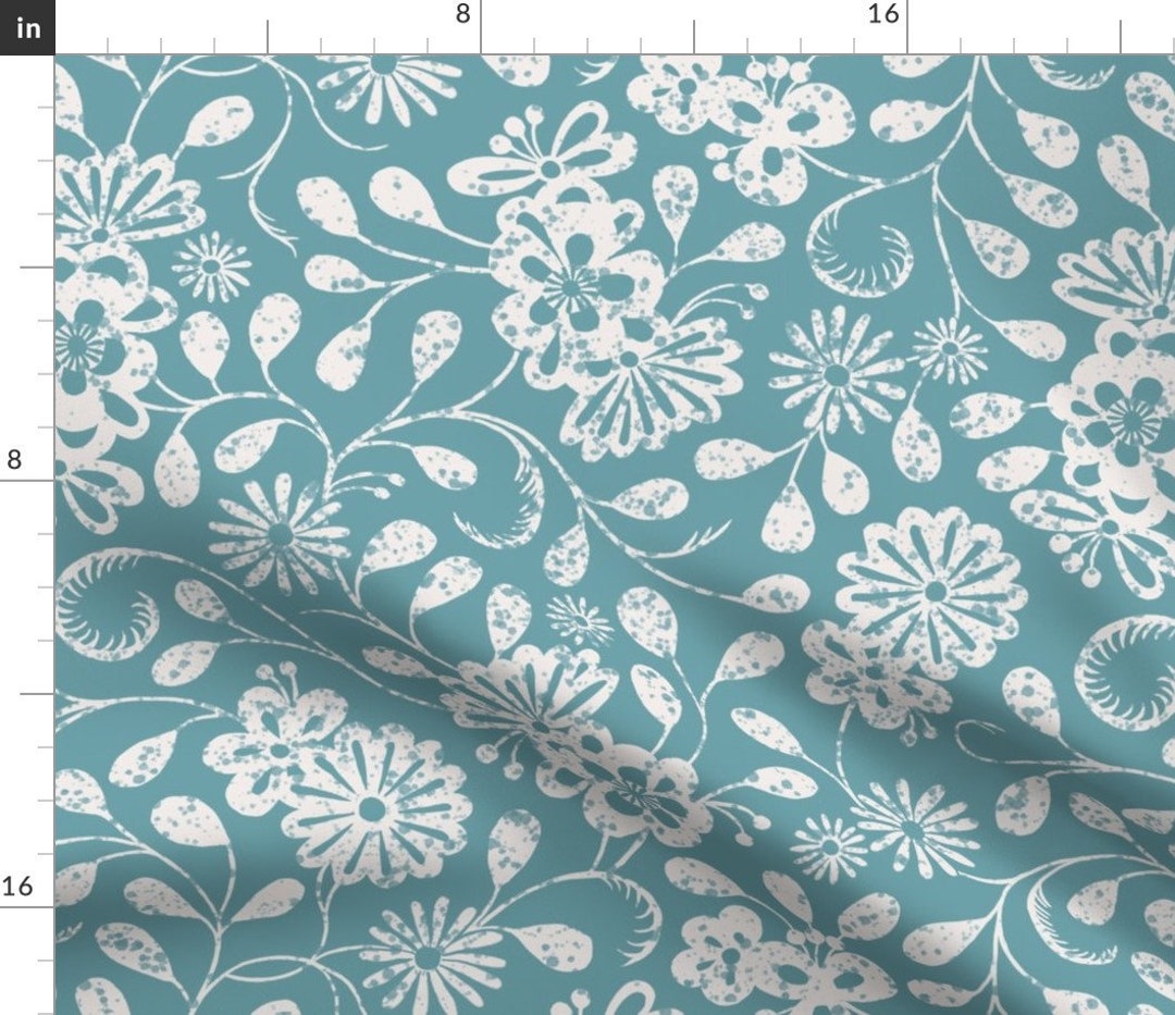 Botanical Fabric Island Summer Teal by annaaho Floral Boho Boho Coastal ...