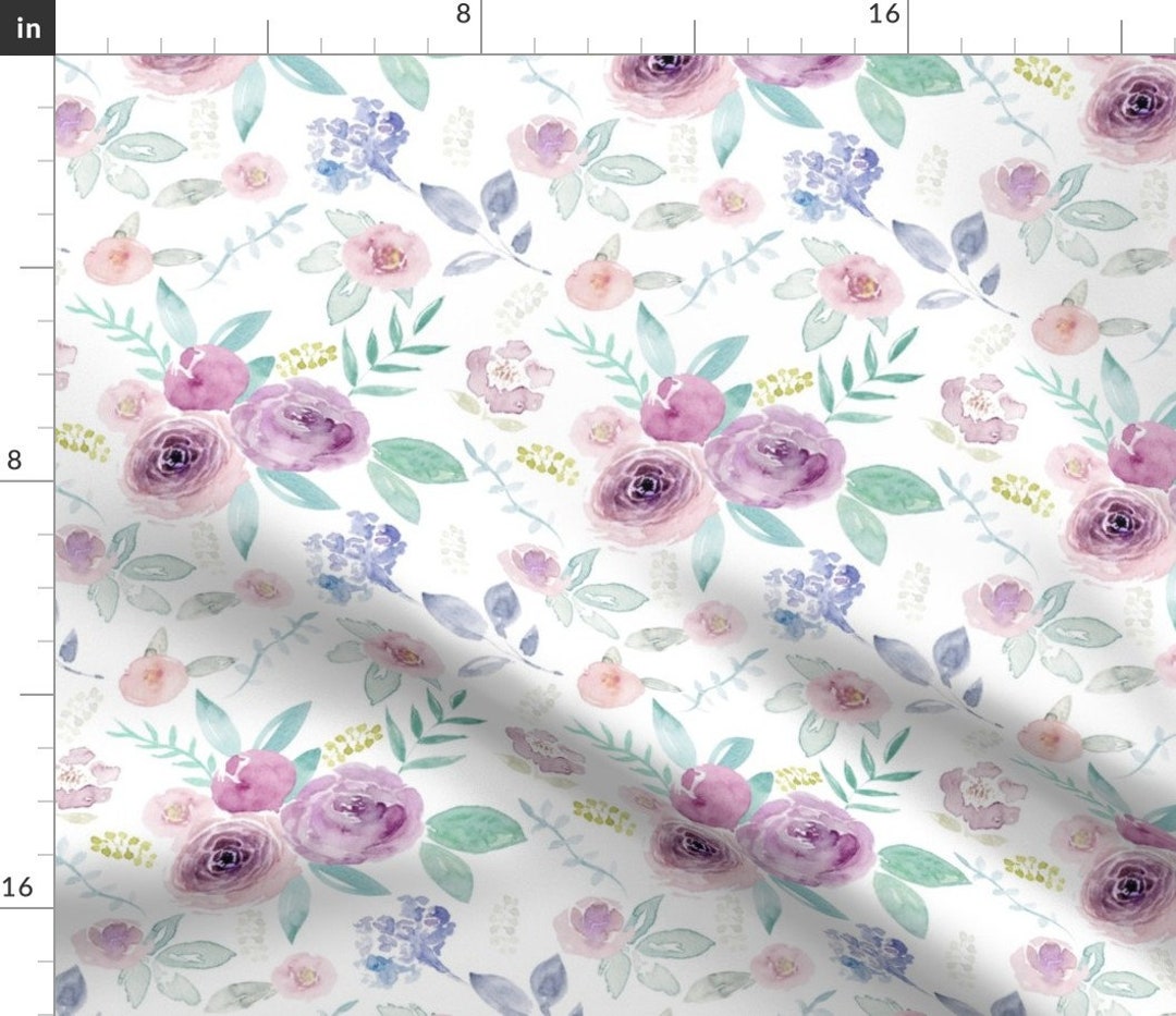 Watercolor Floral Fabric Spring Watercolour Florals Medium by Sylviaoh ...