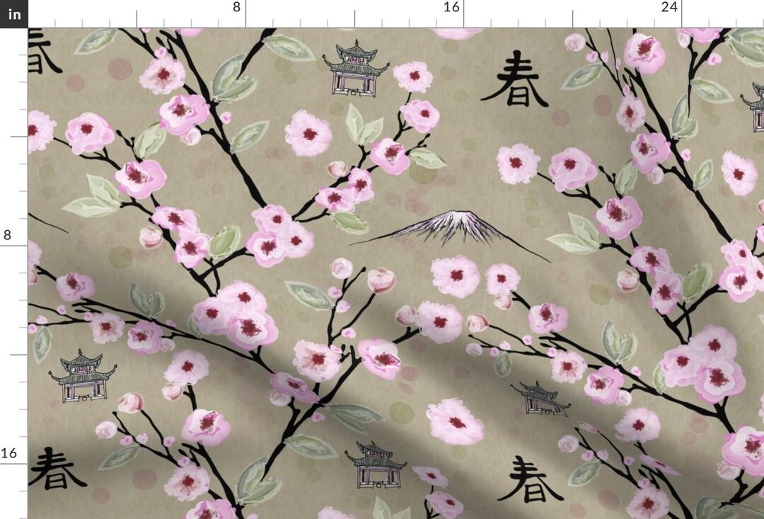 Japan Fabric - Japanese Spring by Vannina - Japanese Cherry Blossoms ...