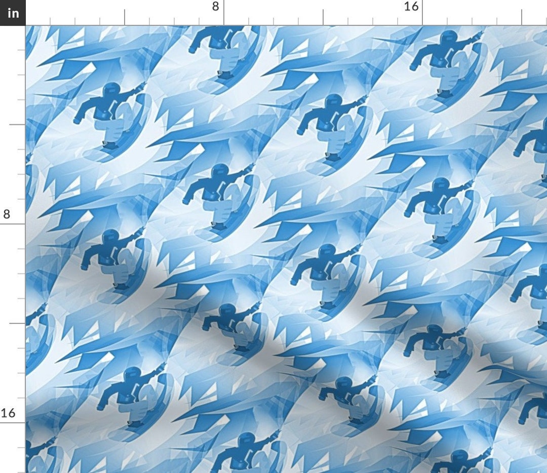 Snowboarding Fabric Snowboarding by Stofftoy Blue White Winter Sport ...