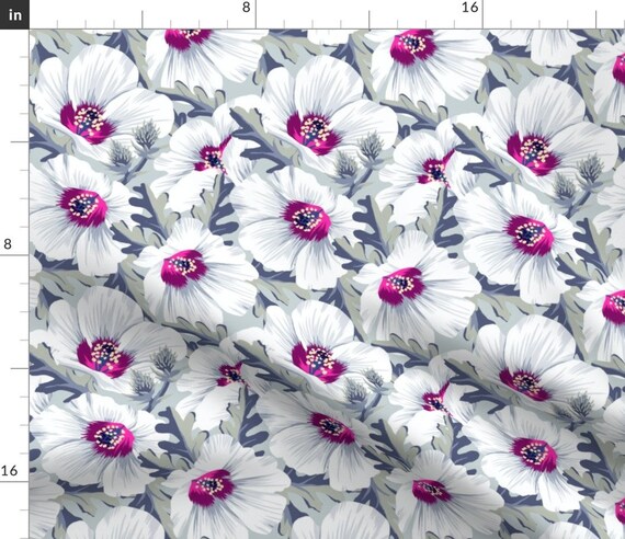 New Zealand Hibiscus Fabric New Zealand Hibiscus Light By | Etsy