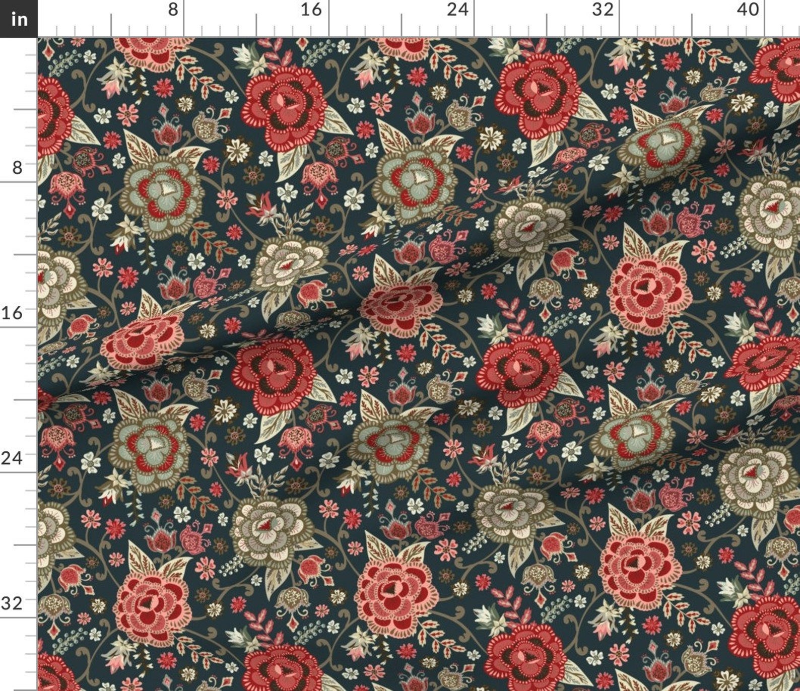 Chintz Floral Roses Fabric Classic Chintz Medium - Etsy