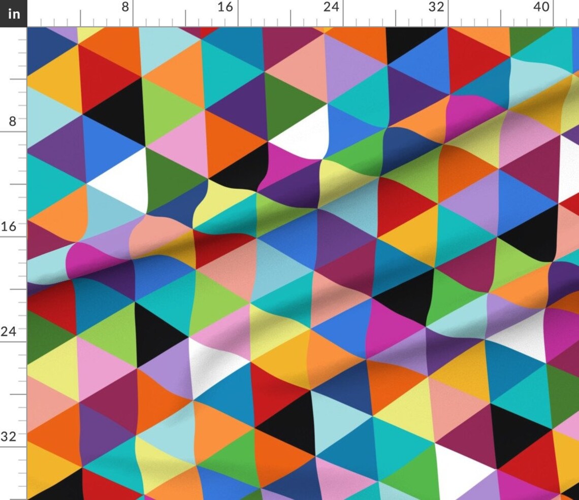 Geometric Fabric Colorful Geometric Triangle Cheater Quilt - Etsy