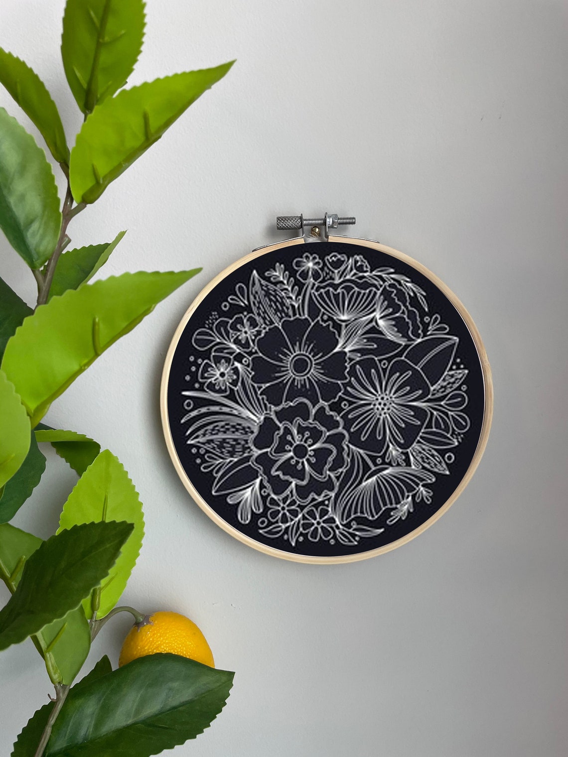 Outline Embroidery Template on Cotton Floral by Kathryncole - Etsy