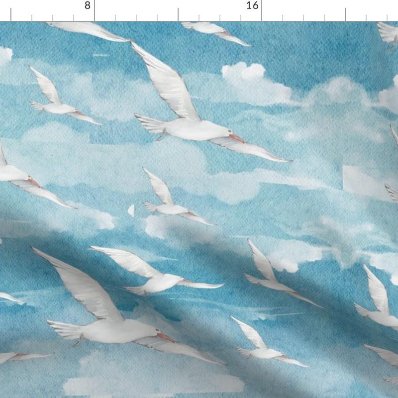 Seagull Flying Fabric - Etsy UK
