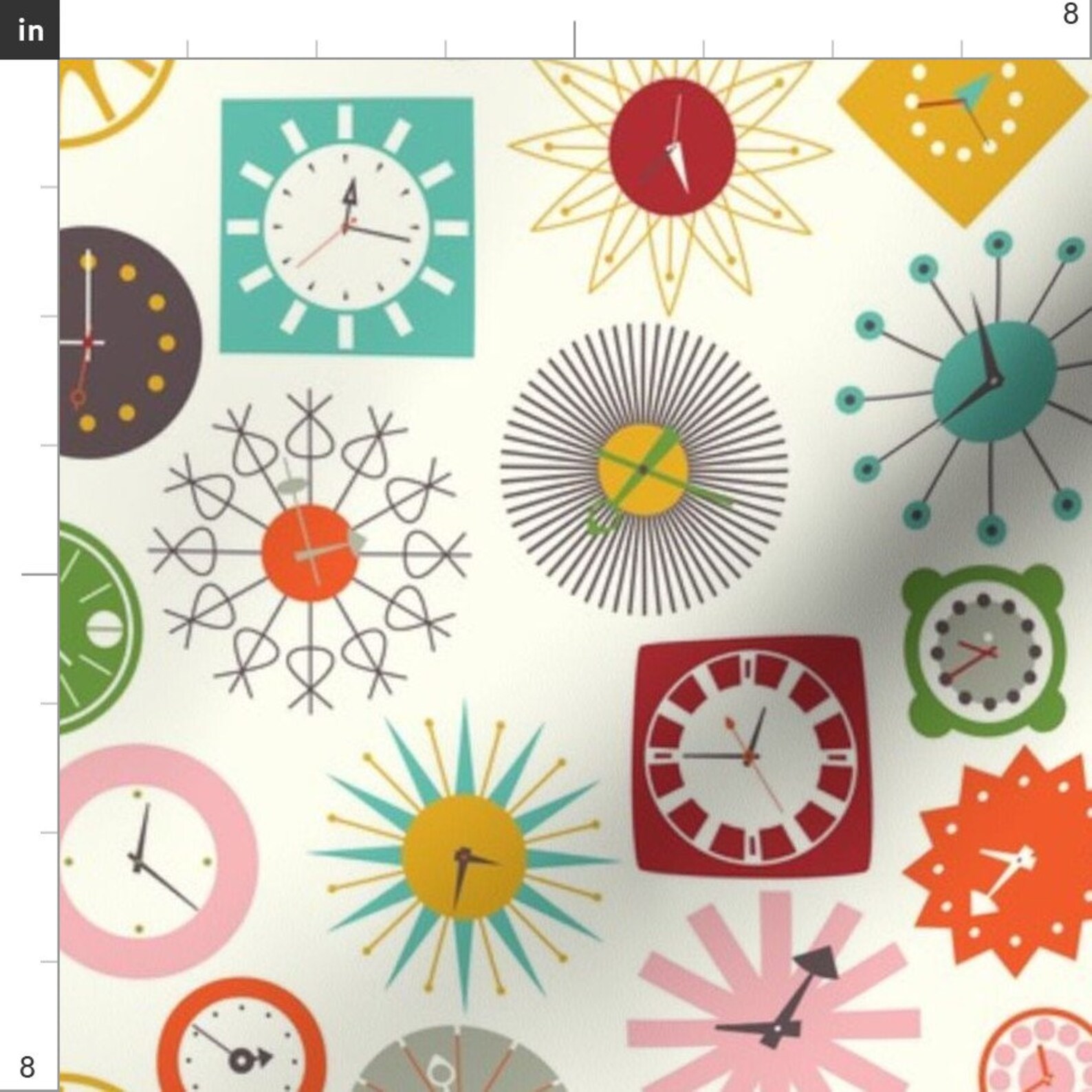 Mod Clock Fabric Clocks35-05 by Katerhees Mod Scandi Retro - Etsy