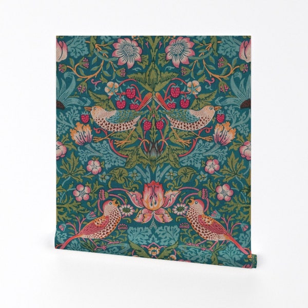 Teal William Morris Wallpaper - Etsy