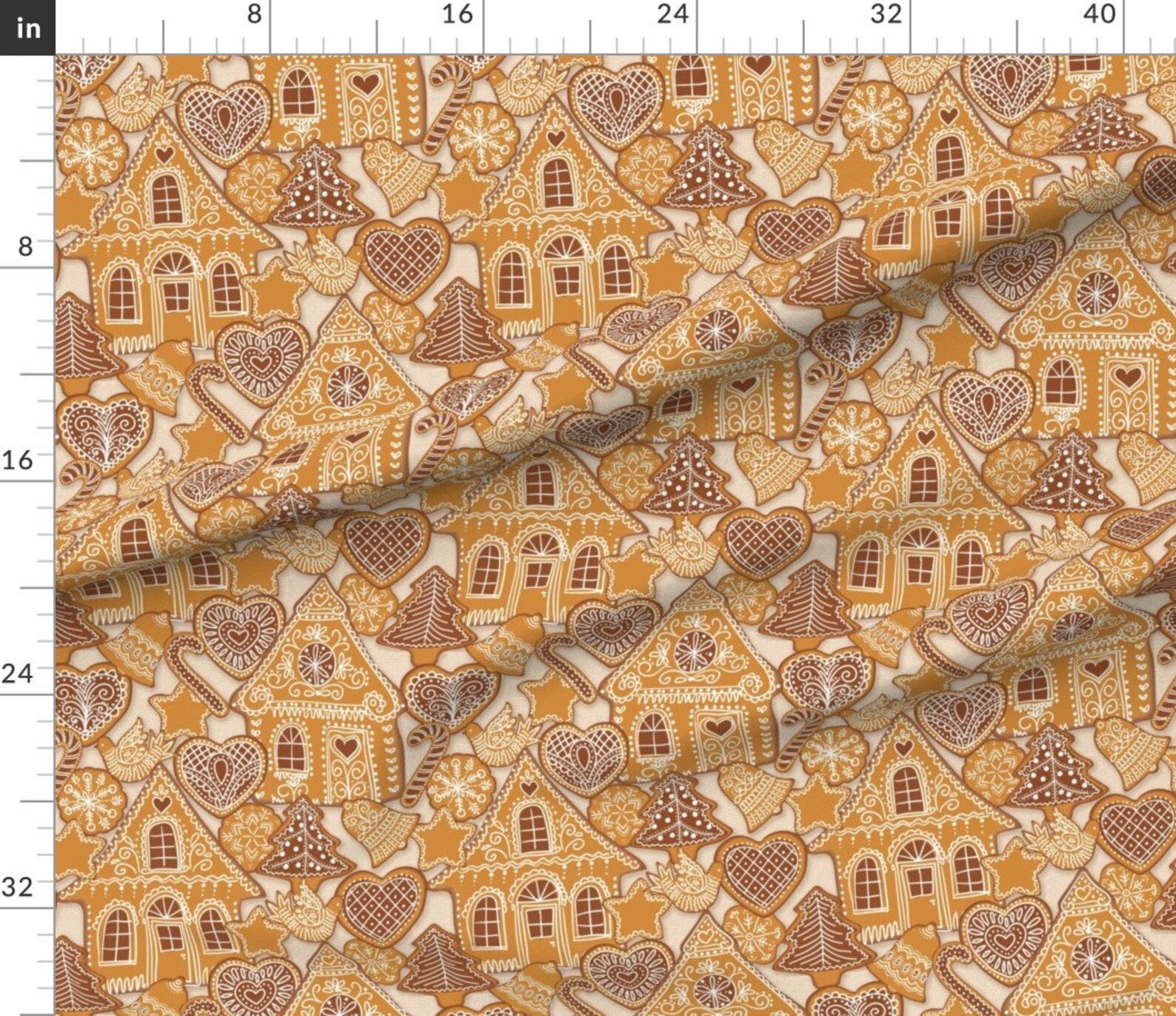 Gingerbread Houses Christmas Fabric Gingerbread House by - Etsy