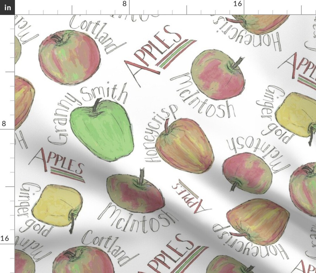 Apples Fabric Apples by Lprspr Red Delicious Granny Smith - Etsy
