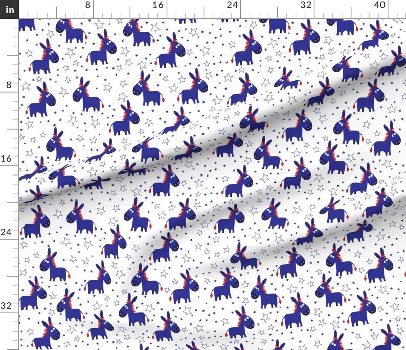 Animal Fabric Democrat Donkey by Bzbdesigner Stars Animals - Etsy