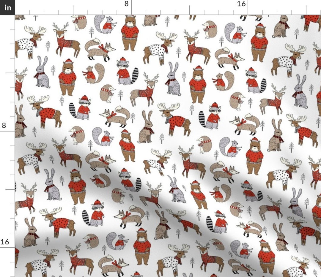 Winter Woodland Fabric Woodland Christmas Animals by Andrea - Etsy