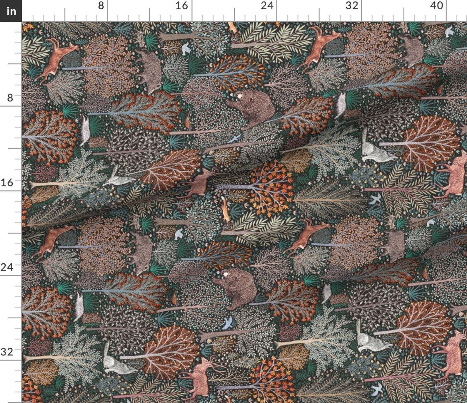 Forest Animals Fabric Forest Animals Rotated by Rebecca Reck - Etsy