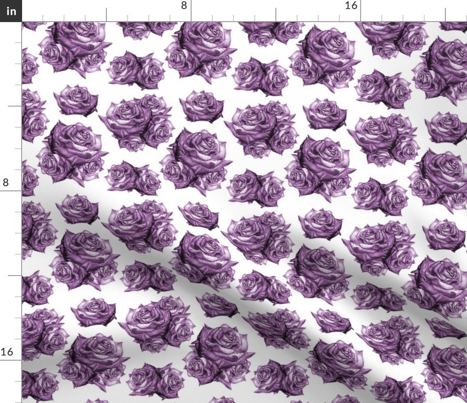 Purple Roses Fabric Rose Pattern Mono-color by Nellik | Etsy