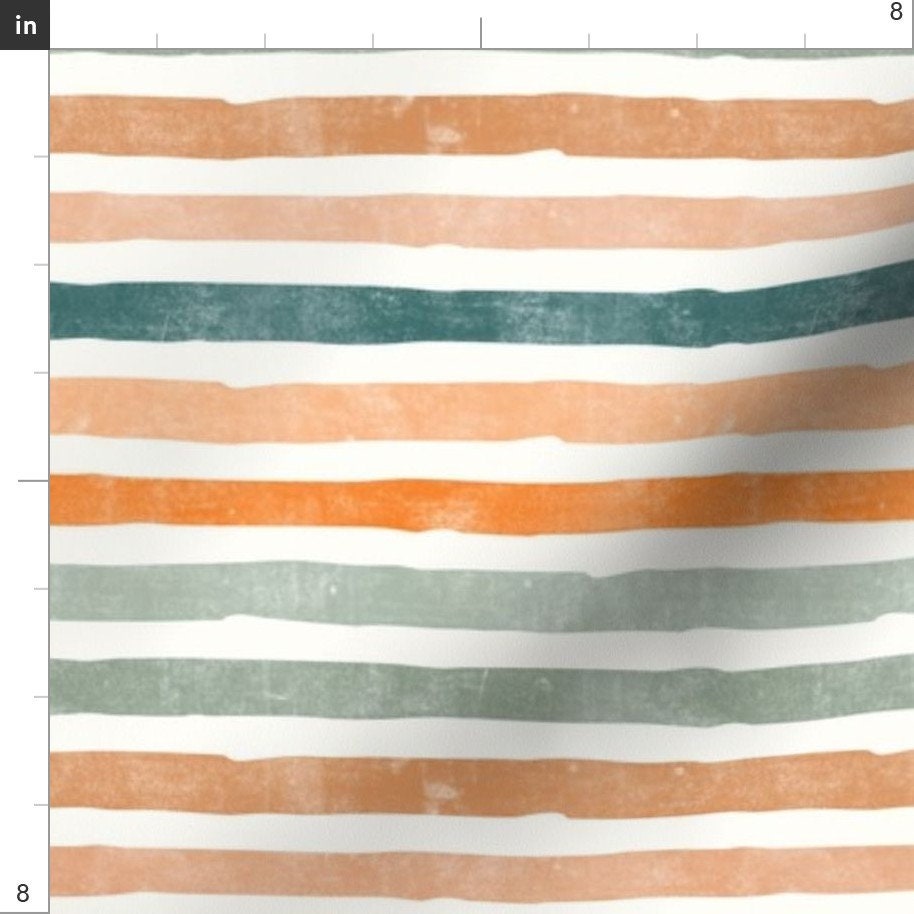 Fall Fabric Fall Stripe By Littlearrowdesign Blue Orange | Etsy
