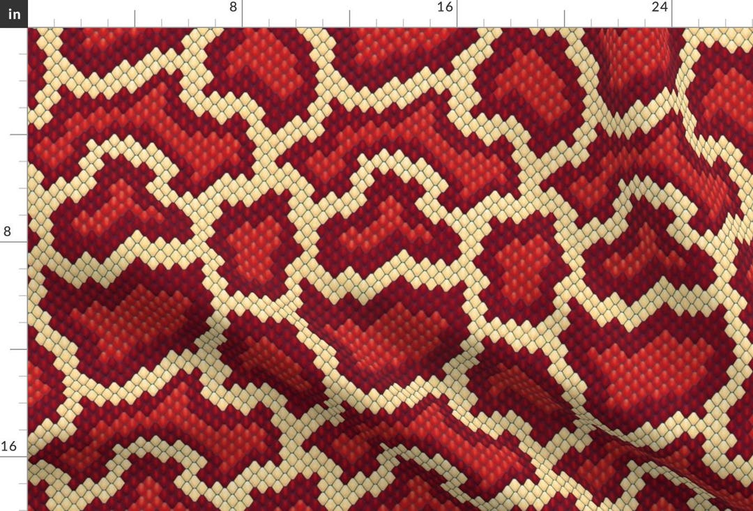 Python Pattern Fabric - Fiery Python by Willowbirdstudio - Python Red ...