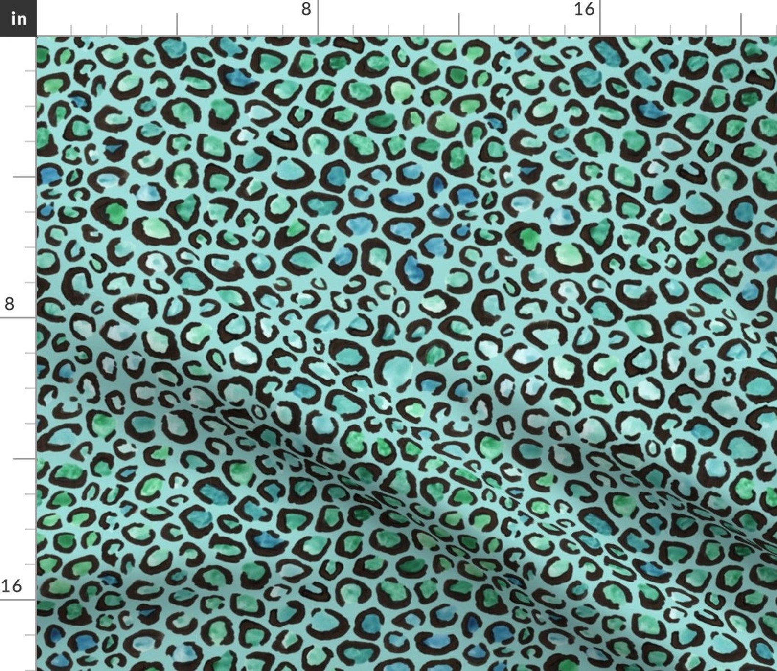 Teal Cheetah Fabric Blue and Green Cheetah Print Light | Etsy