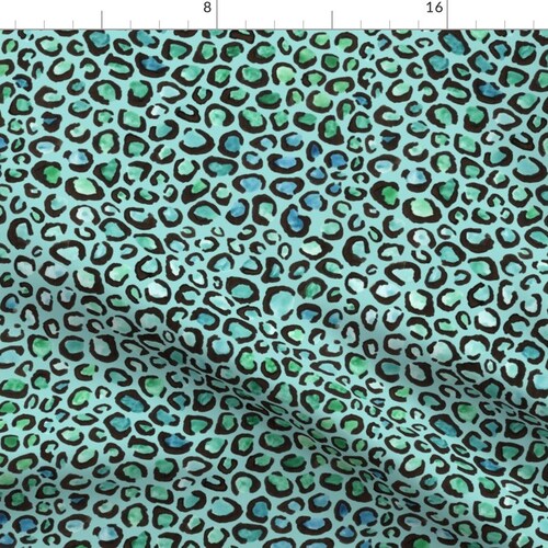 Teal Cheetah Fabric Blue and Green Cheetah Print Light - Etsy