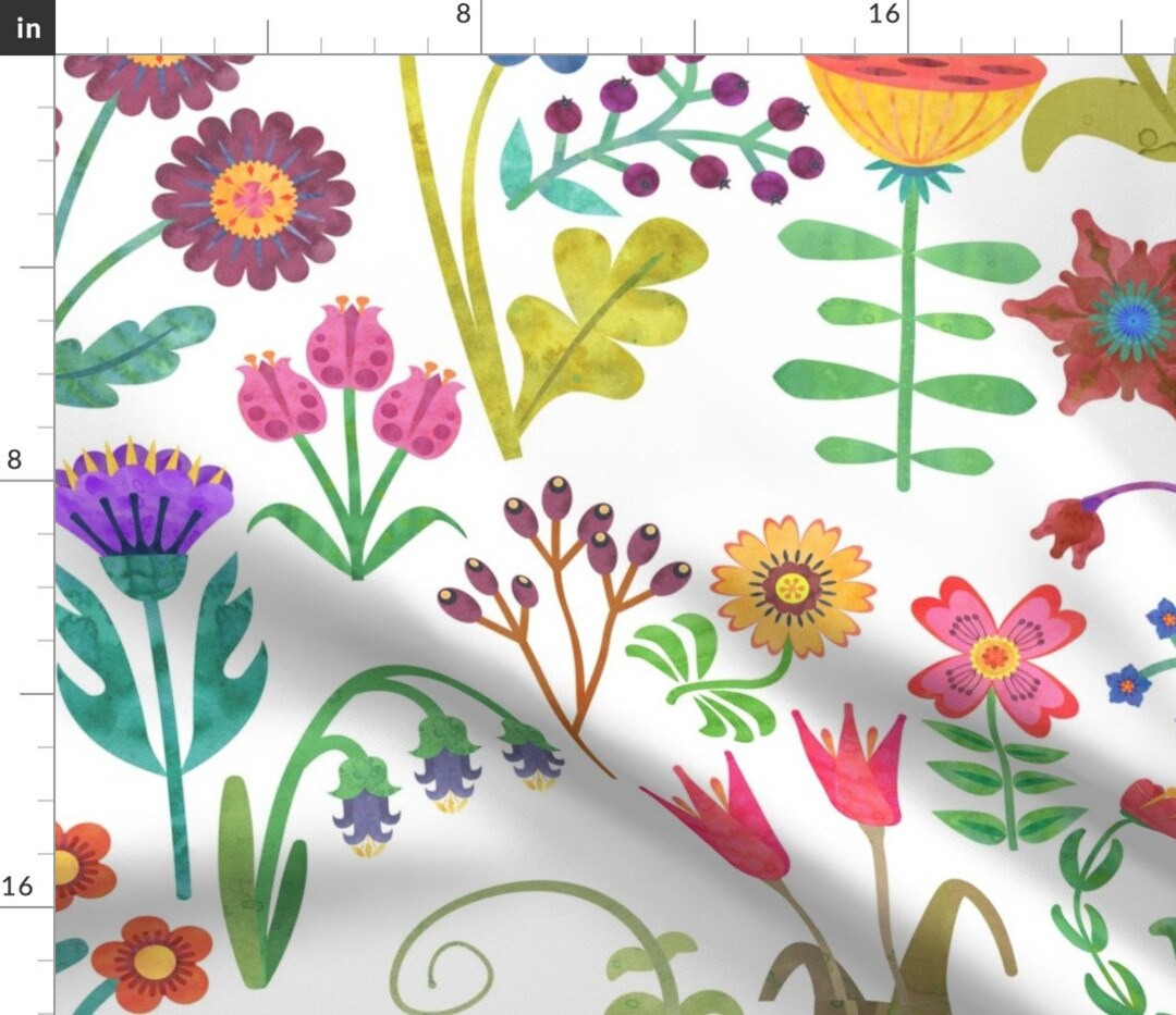 Swedish Folk Art Florals Fabric Swedish Folk Art Pattern by - Etsy