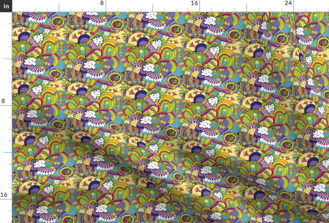 Trippy Fabric - Hallucinogenic World by Penguinhouse - Trippy Hippy 70s ...
