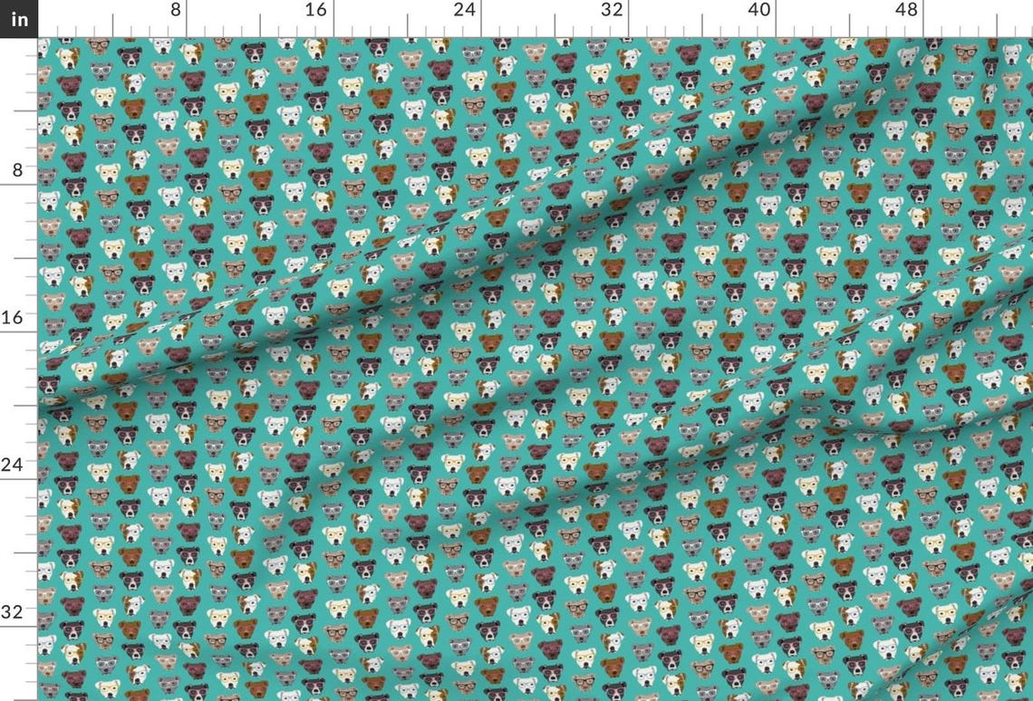 Pitbull Fabric - Pitbull in Glasses - Cute Dogs Pitty Pitbull Dog ...