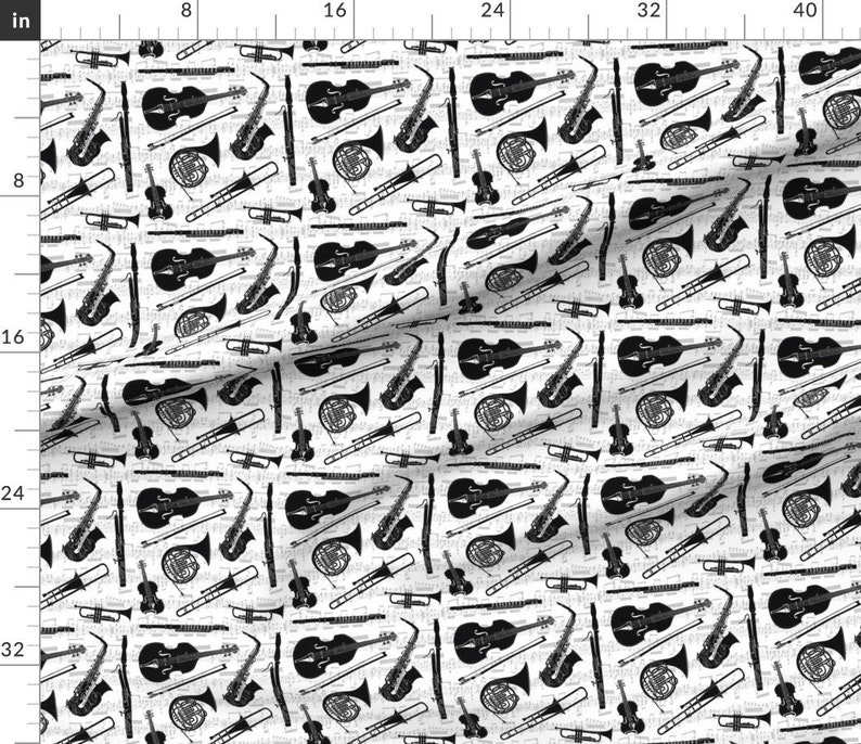 Music Fabric Musical Instruments by Thin Line Textiles - Etsy