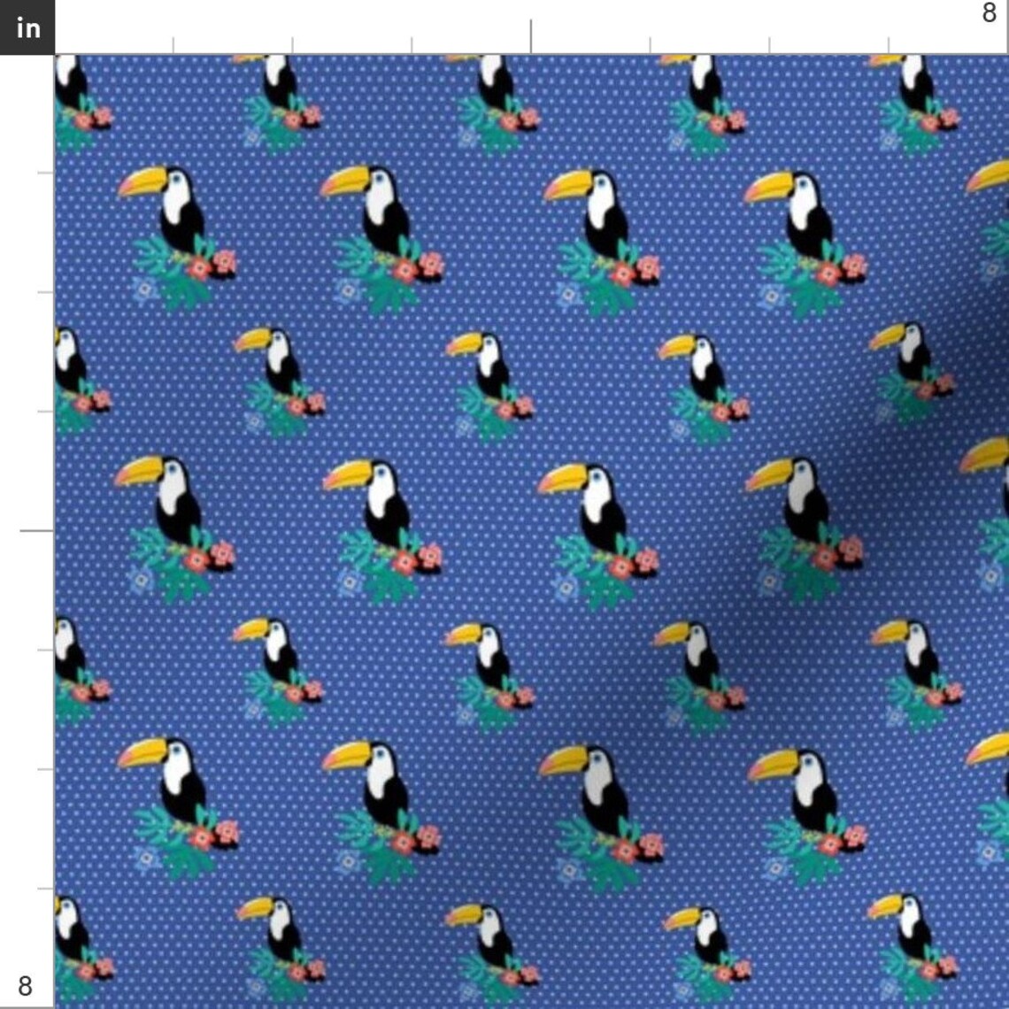 Toucan Fabric Toucan Floral Jungle Blue Dot Mini by Heleen - Etsy