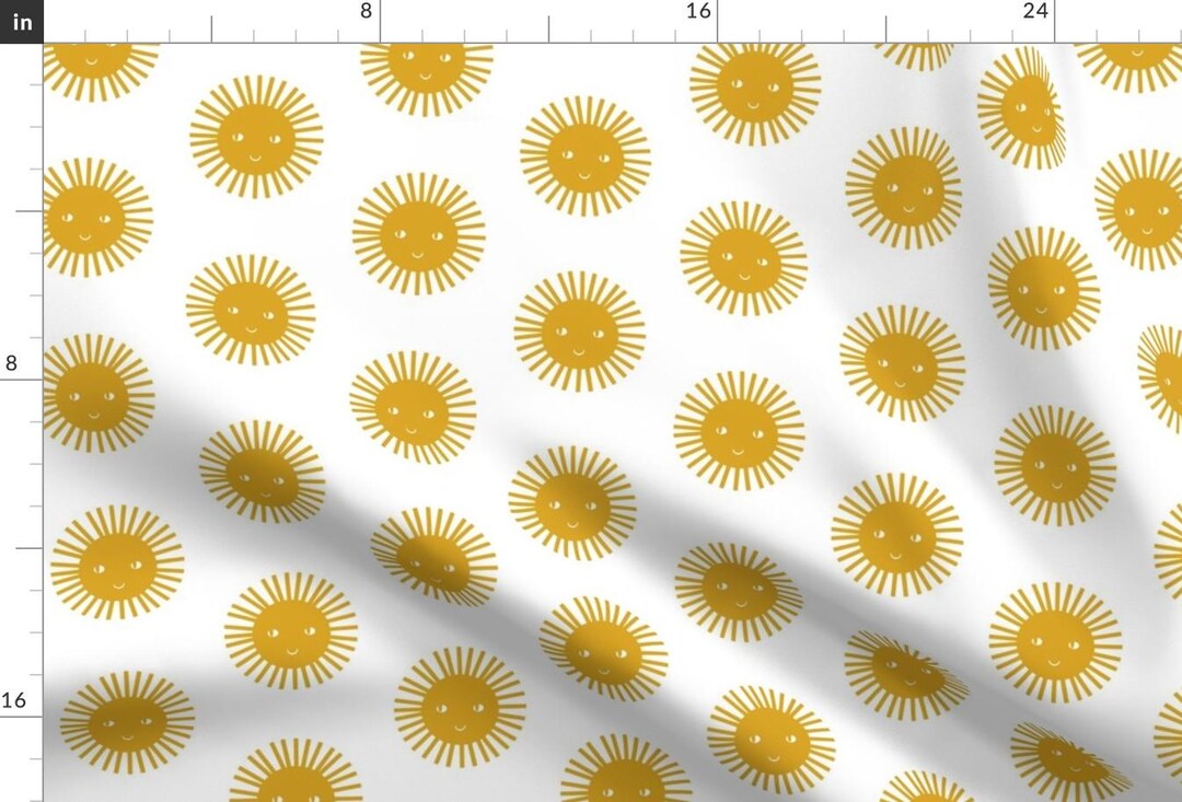 Yellow Sun Fabric - Happy Sun Fabric - Sun Fabric, Nursery Fabric ...