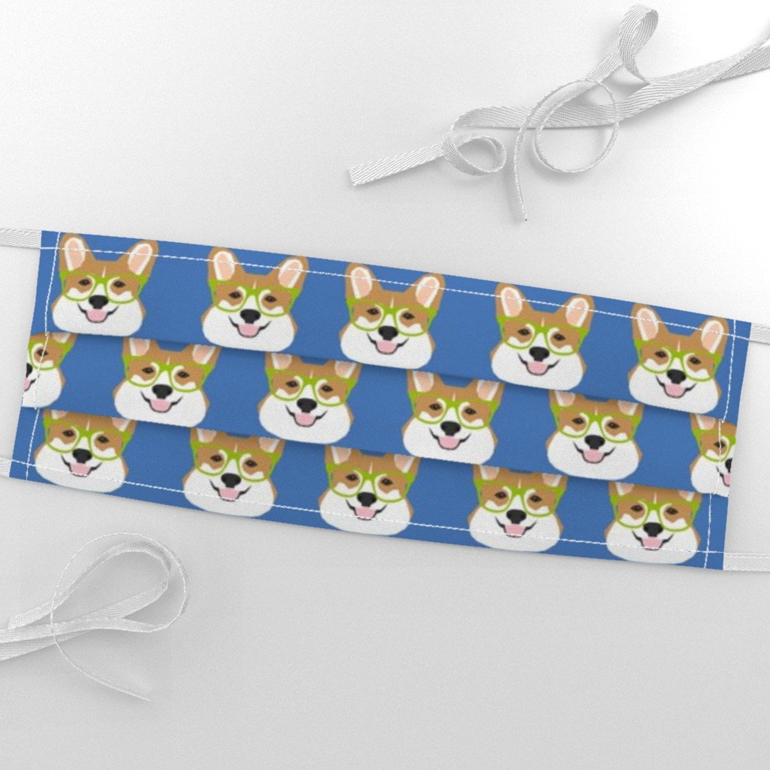 Corgi Fabric Corgi Glasses Nerd Dog Fabric on Blue by | Etsy