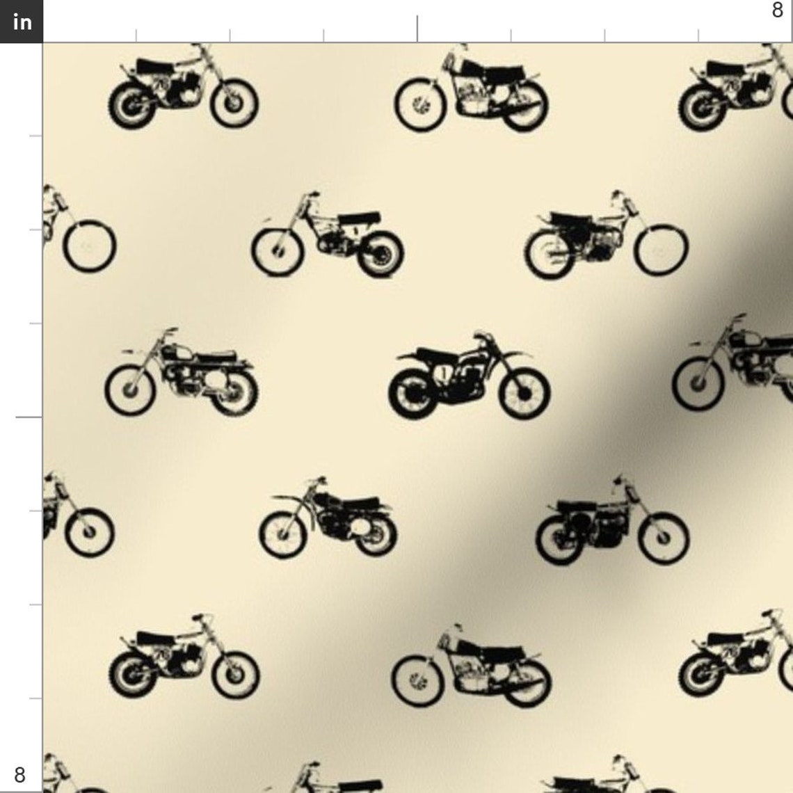 Retro Motorcycles on Cream Fabric Classic Motorcross Cream - Etsy