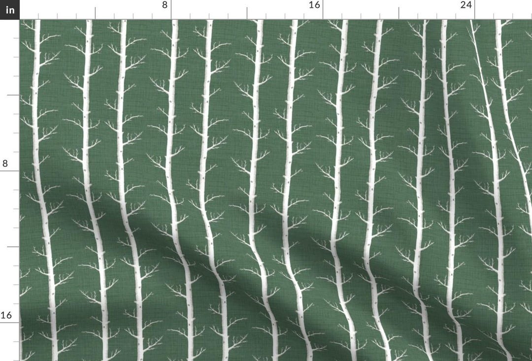 Green Tree Fabric - the White Tree on Rustic Green by Thistleandfox ...