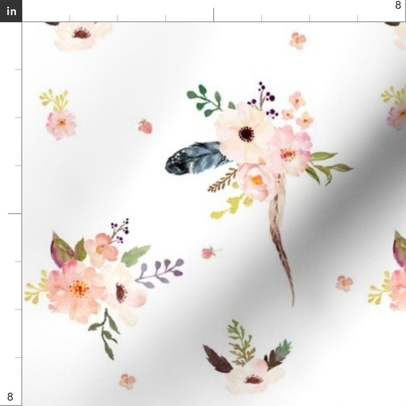 Boho Floral Fabric 7 Boho Pink / Mix Match Print by - Etsy