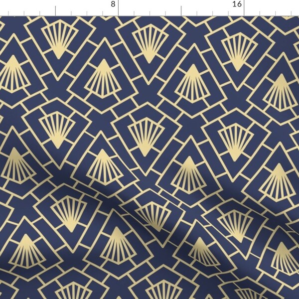 Navy and Gold Fabric - Etsy