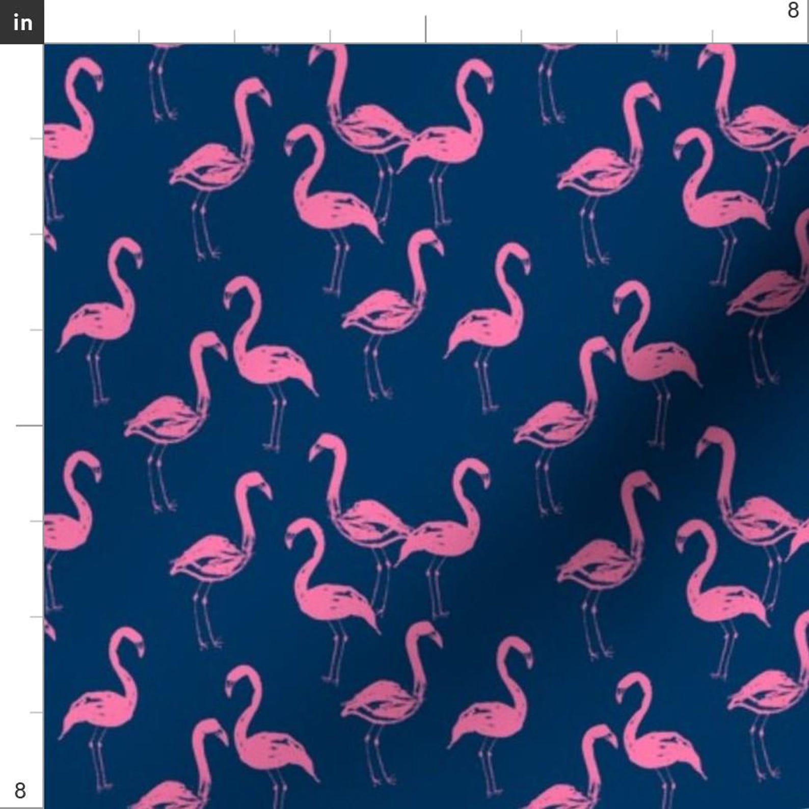 Flamingo Fabric - Flamingo Fabric Navy and Pink Flamingos by ...