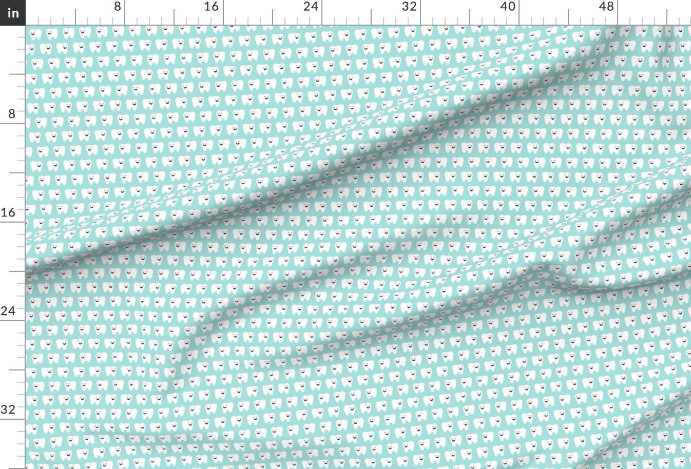 Teeth Fabric - Tooth's Toof in Blue by Nadia Hassan- Dentist Dental ...