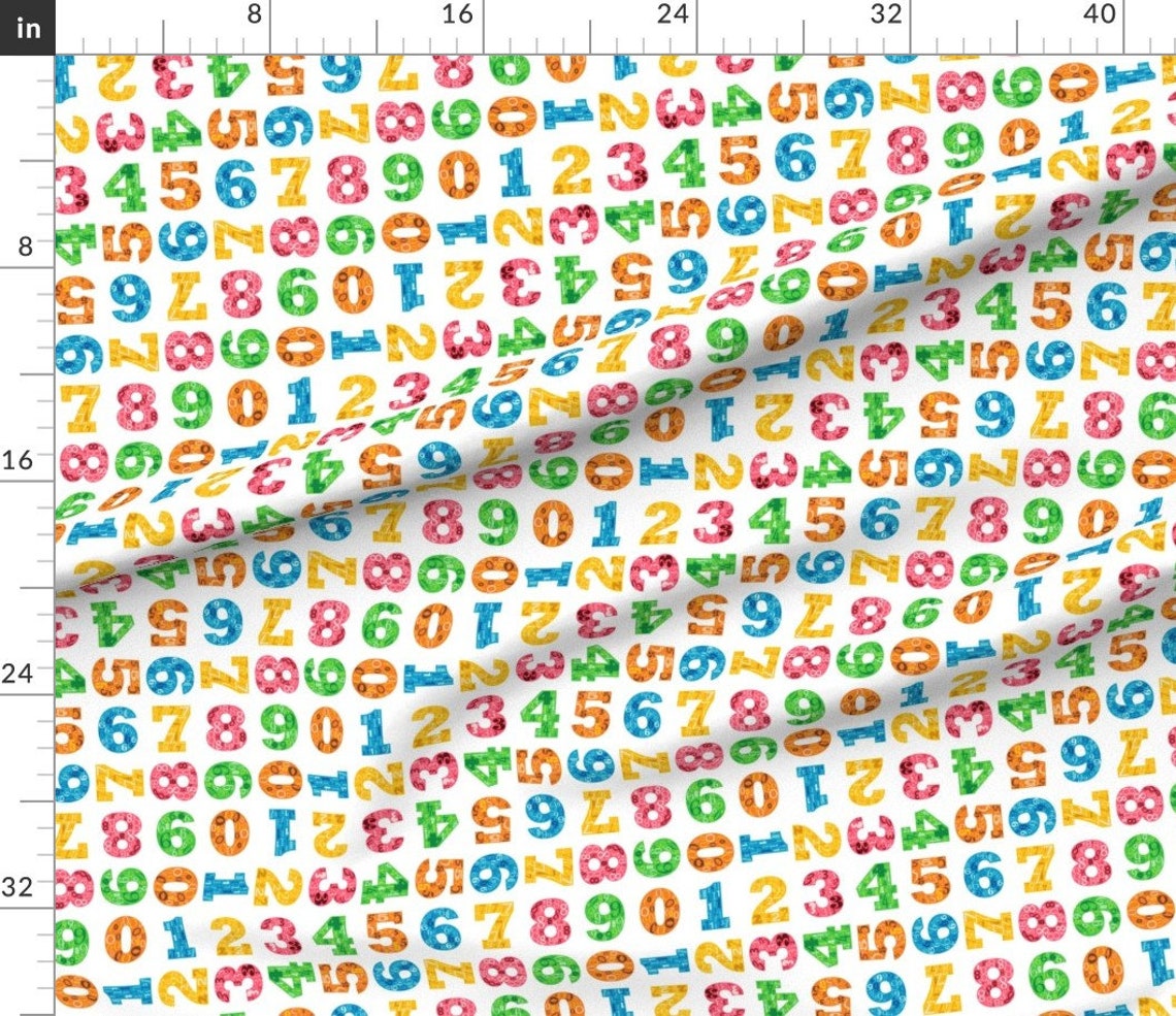 Numbers Fabric Numbers by Elizabethw Back to School Math - Etsy