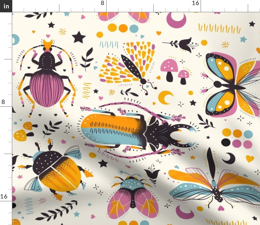 Colorful Bugs Fabric Bug Tattoos Sheet by Papricastudio - Etsy