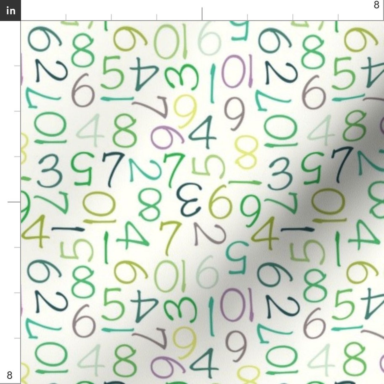 Numbers Fabric Green Numbers by Misschiffdesigns Numbers | Etsy