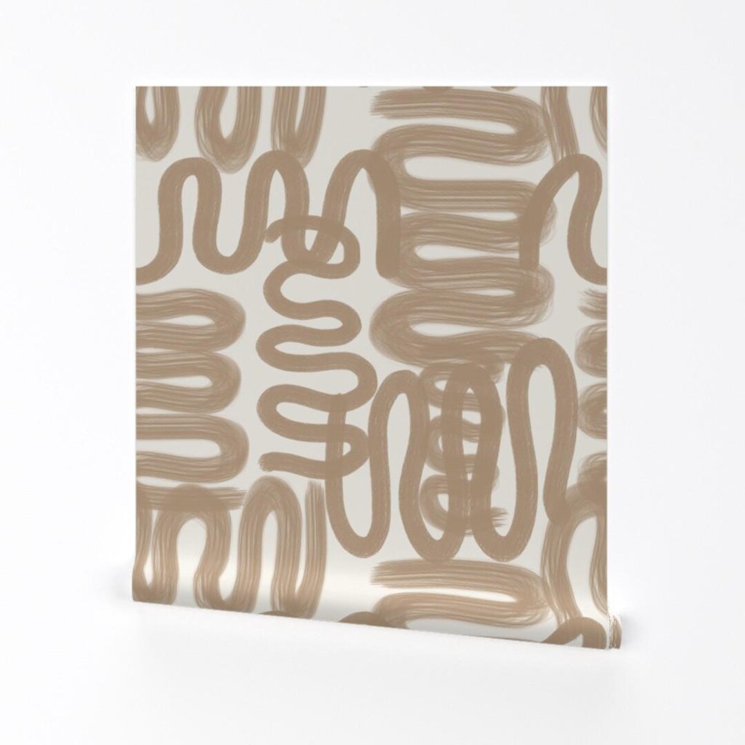 Modern Abstract Removable Peel and Stick Wallpaper - Neutral Khaki Tan ...