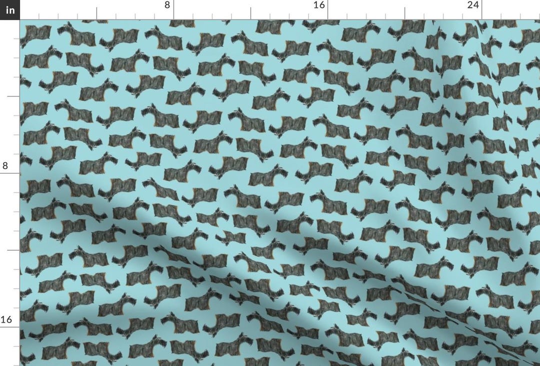 Schnauzer Dog Fabric - Schnauzer on Blue Background by Dariara ...