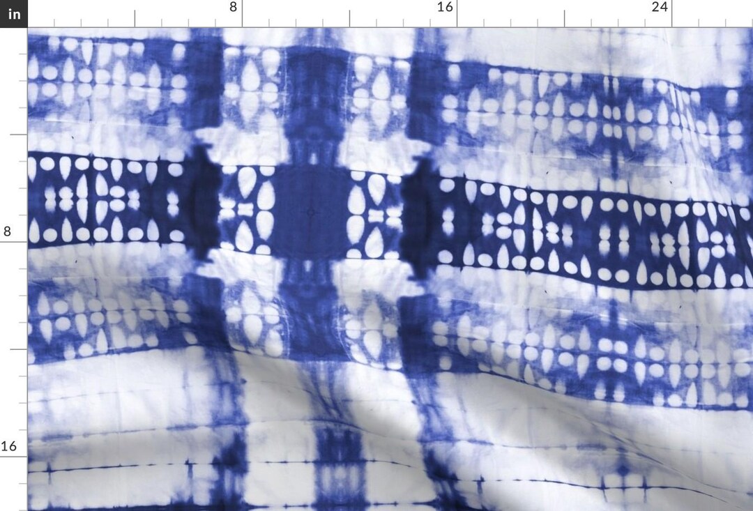 Shibori Blue Illustration Watercolor Fabric - Indigo Shibori by ...